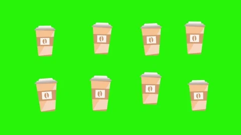 Animation of coffee cups on green screen... | Stock Video | Pond5
