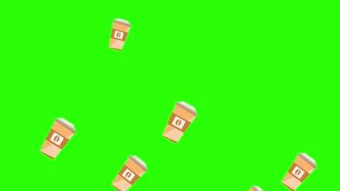 Animation of coffee cups on green screen... | Stock Video | Pond5