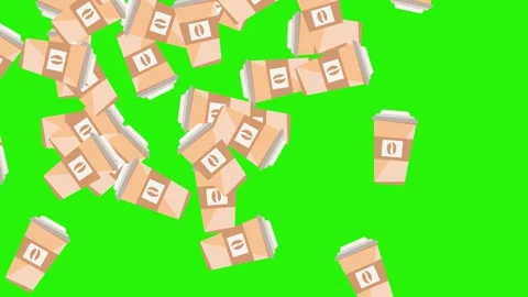 Animation of coffee cups on green screen... | Stock Video | Pond5