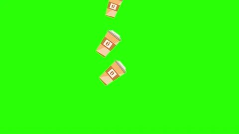 Animation of coffee cups on green screen... | Stock Video | Pond5