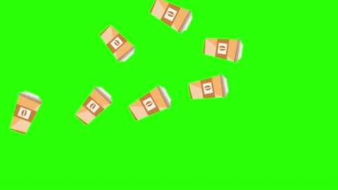 Animation of coffee cups on green screen... | Stock Video | Pond5