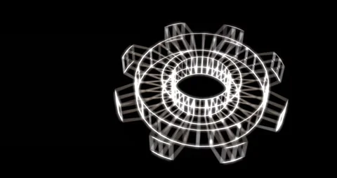 Animation of cog wheel speening on black... | Stock Video | Pond5