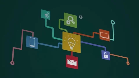 Animation of colorful flowchart with com... | Stock Video | Pond5