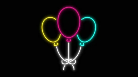 Animation colorful neon light balloon sh... | Stock Video | Pond5