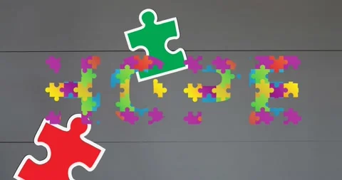 Animation of colourful puzzle pieces, au... | Stock Video | Pond5