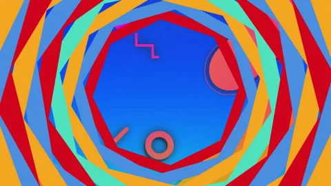 Animation of colourful shapes on blue ba... | Stock Video | Pond5
