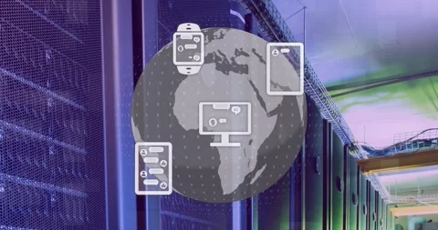 Animation of communication icons and glo... | Stock Video | Pond5