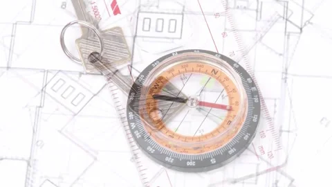 Animation of compass and house keys over... | Stock Video | Pond5