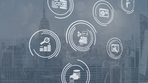 Animation of computer icon in circles ov... | Stock Video | Pond5