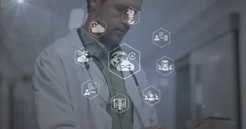 Animation of computer icon in hexagons o... | Stock Video | Pond5