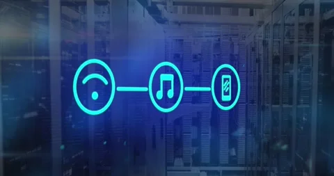 Animation of computer icons and connecti... | Stock Video | Pond5
