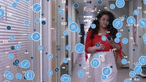 Animation of computer icons connecting w... | Stock Video | Pond5