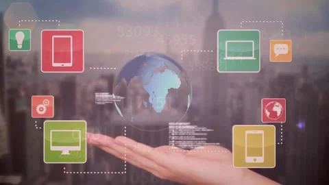 Animation of computer language, icons fl... | Stock Video | Pond5