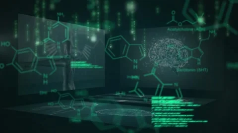 Animation of computer language, molecule... | Stock Video | Pond5