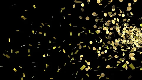 Animation of confetti and gold coins fal... | Stock Video | Pond5