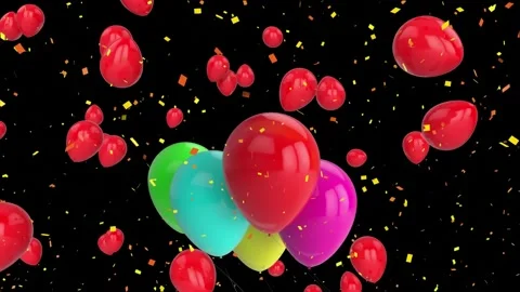Animation of confetti falling and balloo... | Stock Video | Pond5