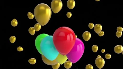 Animation of confetti falling and balloo... | Stock Video | Pond5