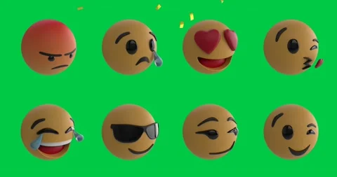 Animation of confetti falling over emoji... | Stock Video | Pond5