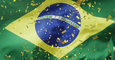 Animation of confetti over flag of brazi... | Stock Video | Pond5