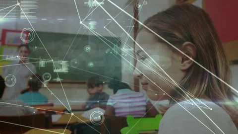 Animation of connected dots and graph ic... | Stock Video | Pond5