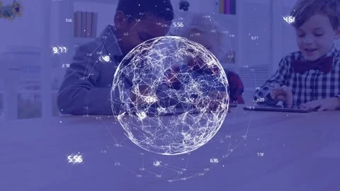 Animation of connected dots forming glob... | Stock Video | Pond5