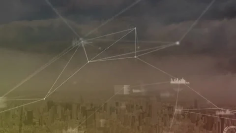 Animation of connected dots with graph i... | Stock Video | Pond5