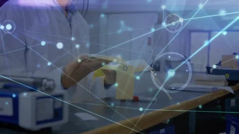 Animation of connected dots, graph icons... | Stock Video | Pond5