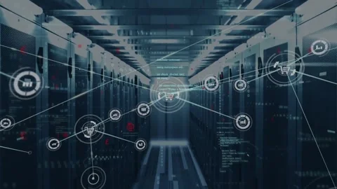Animation of connected graph and cart ic... | Stock Video | Pond5