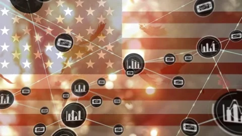 Animation of connected graph and phone i... | Stock Video | Pond5