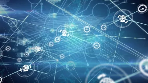 Animation of connected icons and dots wi... | Stock Video | Pond5