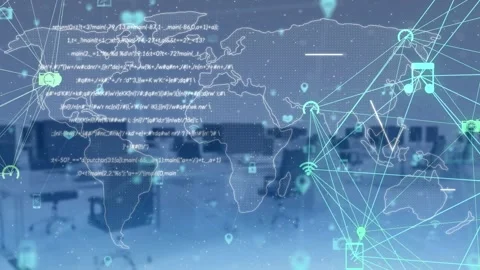 Animation of connected icons forming glo... | Stock Video | Pond5