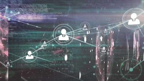 Animation of connected icons, globe and ... | Stock Video | Pond5