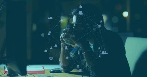 Animation of connected icons globe, bira... | Stock Video | Pond5