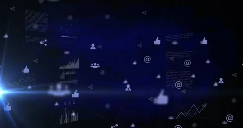 Animation of connected icons, graphs, ma... | Stock Video | Pond5