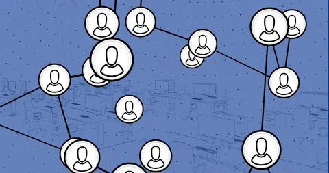 Animation of connected icons over digita... | Stock Video | Pond5