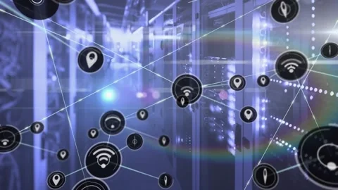 Animation of connected icons over illumi... | Stock Video | Pond5