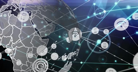 Animation of connected icons over lens f... | Stock Video | Pond5