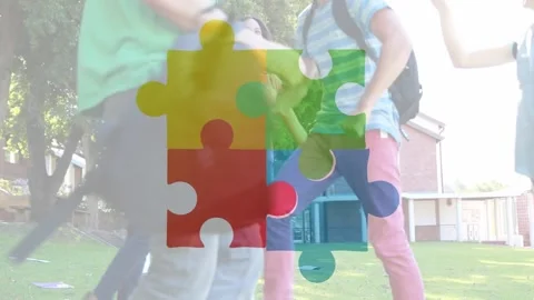 Animation of connected jigsaw puzzle pie... | Stock Video | Pond5
