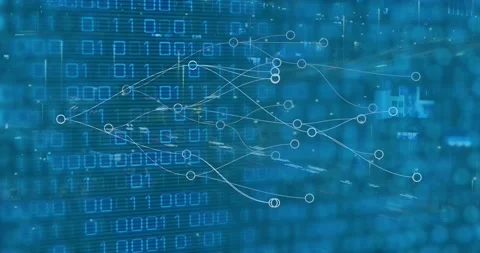 Animation of connections and binary code... | Stock Video | Pond5