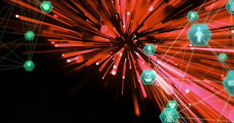 Animation of connections and red lines o... | Stock Video | Pond5