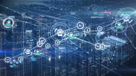 Animation of connections over digital sc... | Stock Video | Pond5