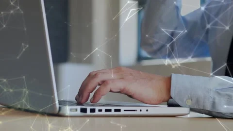 Animation of connections over hands of c... | Stock Video | Pond5