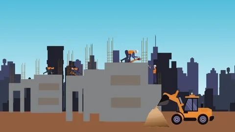 Animation of construction site buildings... | Stock Video | Pond5