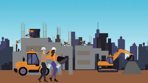 Animation of construction site buildings... | Stock Video | Pond5