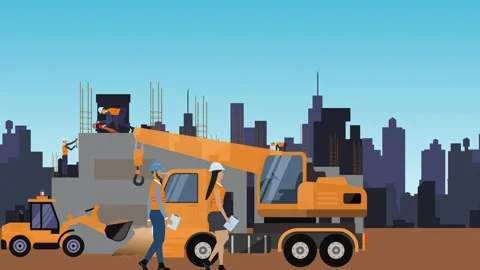 Animation of construction site buildings... | Stock Video | Pond5