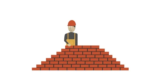 Brick Building Construction Animation Stock Video Footage | Royalty ...