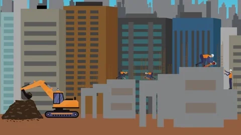 Animation of construction, working on th... | Stock Video | Pond5