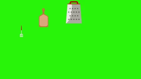 Animation of cooking tools, green screen... | Stock Video | Pond5
