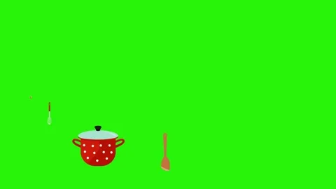 Animation of cooking tools, green screen... | Stock Video | Pond5