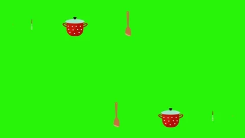 Animation of cooking tools, green screen... | Stock Video | Pond5